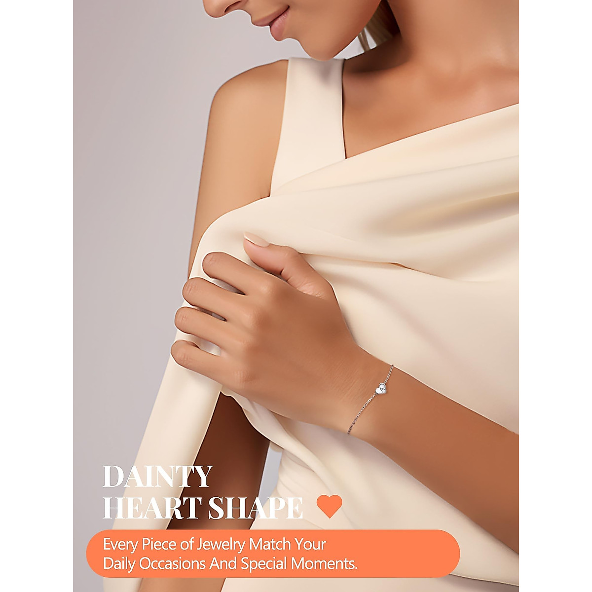 Sterling Silver Heart Letter C Bracelets Silver Initial 18K White Gold Plated Bracelet Initial Charm Dainty Bracelets for Women Jewelry Women Aunt Niece gifts