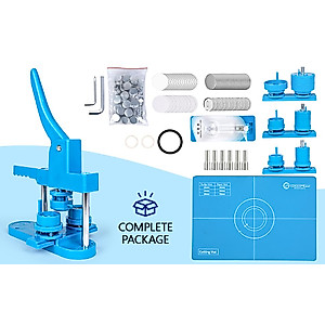 Button Maker Machine Multiple Sizes (1+1.25+2.25 Inch) with 300 buttons - includes Photo Button Making Tutorial and Cutting Mat- Easy Heavy Duty DIY Button Maker for Kids and Adults (COCCONELLI)