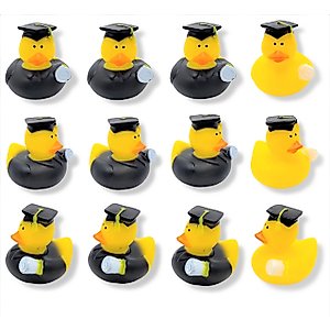 Cool Holiday Rubber Ducks (2") Standard Size. (12 Pack) Cute Duck Bath Tub Pool Toys. (Graduation Rubber Ducks)