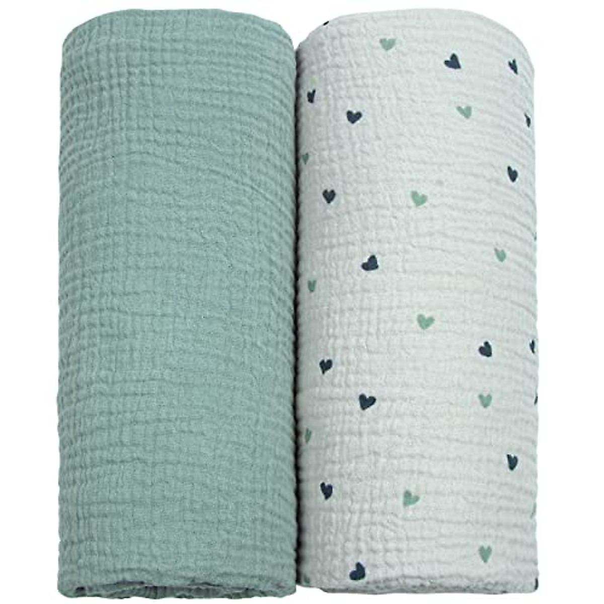 Lulu moon Muslin Swaddle Blanket Baby Receiving Blankets Neutral, 2 Pack, Sage