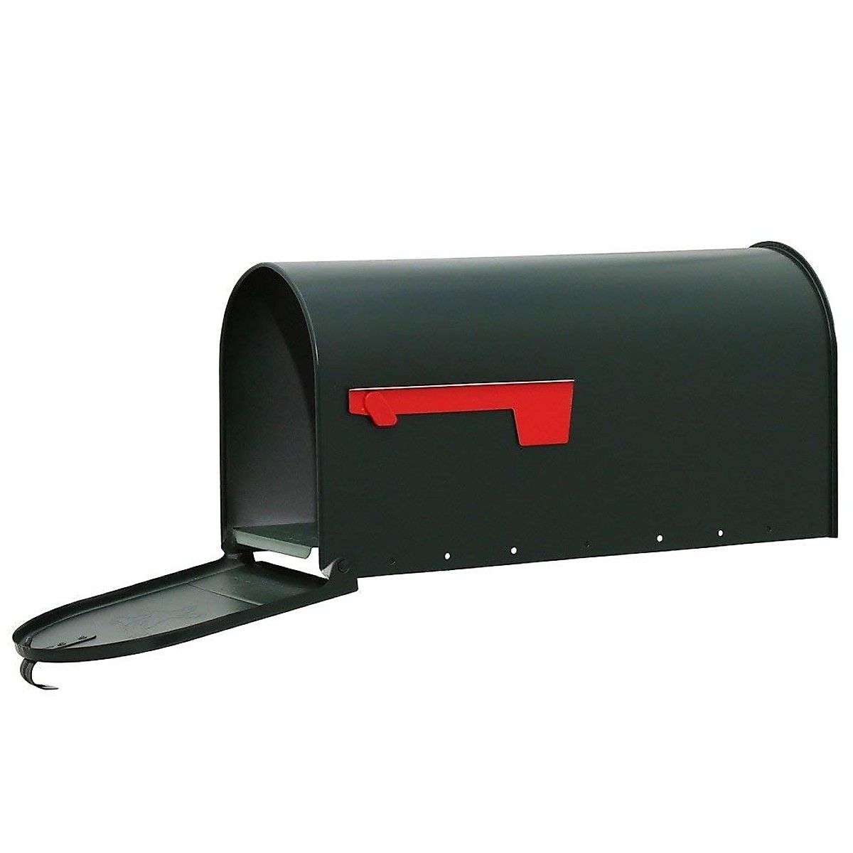Dark Green Mailbox Medium Metal US Mail Box Rural Size Outside Curbside Horizontal Farmhouse Classic, 19"D x 6.5"W x 9.5"H