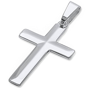 Diamond Cut Solid Cross .925 Sterling Silver Pendant 1" Long
