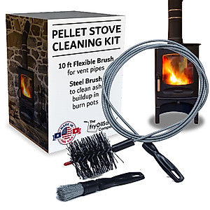 Pellet Stove & Dryer Vent Cleaner Kit, 10Ft. Flexible Long Dryer Vent Cleaner, Lint Remover, Steel Chimney Brush, Ideal Cleaning Kit for Pellet Wood Stove, Chimneys, Dryer Vent by FryOilSaver Co. B67C