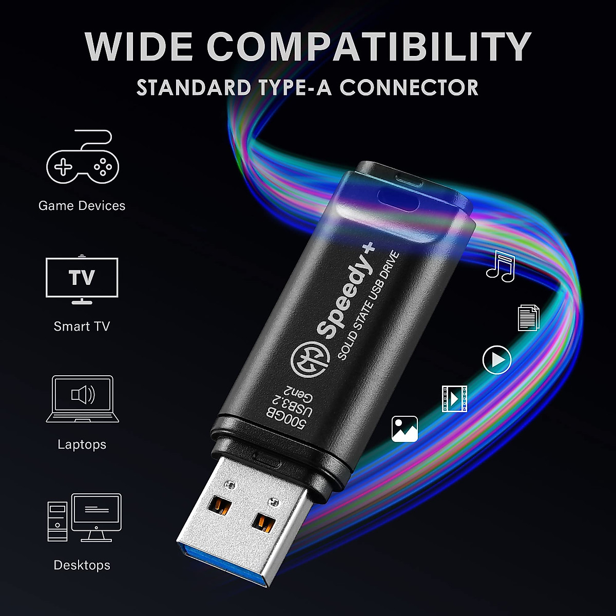 AXE MEMORY Portable SSD 500GB Solid State USB Drive, USB 3.2 Gen2 UASP SuperSpeed+. Optimal Speeds Up to 600MB/s Read, 500MB/s Write - Speedy+