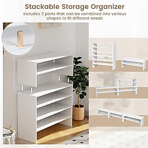 COSTWAY 6-Tier Shoe Rack, Extra Wide Shoe Shelf Organizer with Stackable Design, 31" Freestanding Storage Shoe Stand for Small Space Entryway Hallway Closet (White)