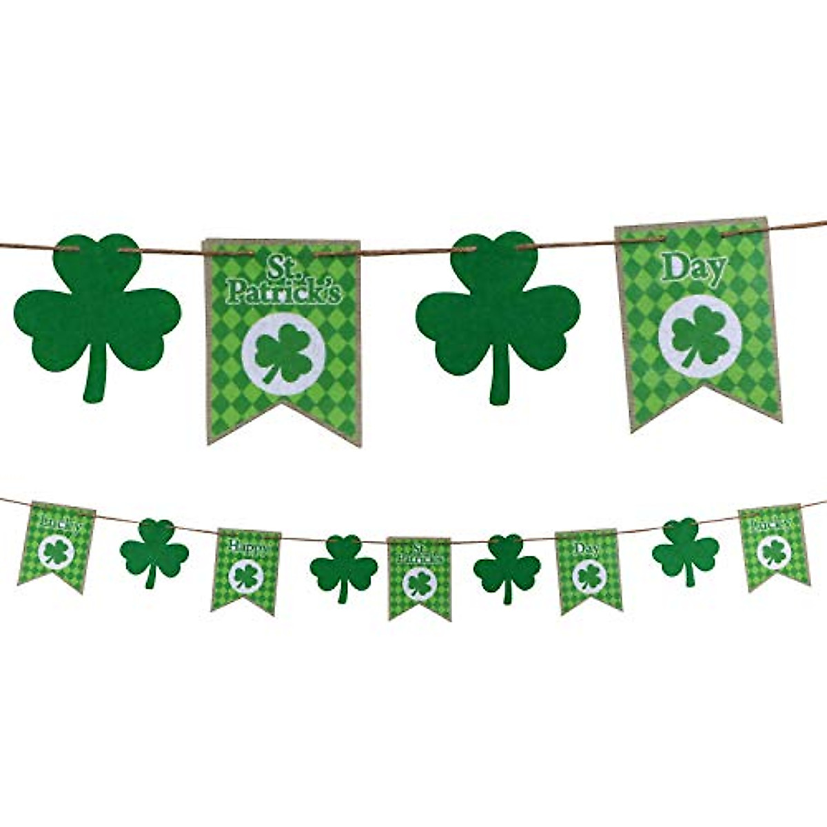 Greenbrier St. Patrick's Day Burlap Bunting Green Shamrock Banners