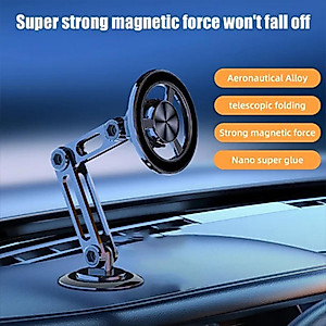 FULLIKES Magnetic Car Mount for Cell Phone, Compatible with MagSafe Car Mount, Cell Phone Holder Car Magnetic with Adjustable Arm, Magnet Phone Holder for Car, Gifts for Men Women