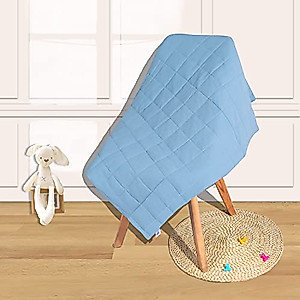 TWINOR Baby Muslin Quilt Blanket，Warm and Lightweight Crib Quilt Neutral Comforter for Newborn and Toddler Boys Girls (Baby Blue)