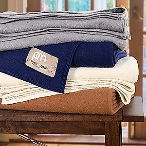 Poyet Motte Antibes 350GSM 100-Percent Wool Medium Weight Oversized Blanket, Machine Washable (Grey, King Size)
