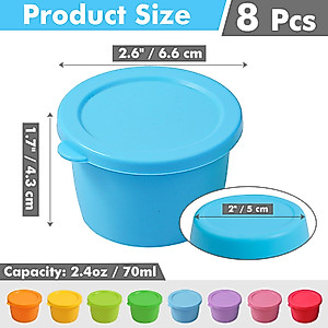KOLUTI 2.4oz Salad Dressing Container To Go 8 Pack, Nonstick Silicone Condiment Portion Cup with Lid, Small Sauce Storage Box for Lunch Bento, Leak-proof, BPA Free, Dishwasher & Microwave & Oven Safe