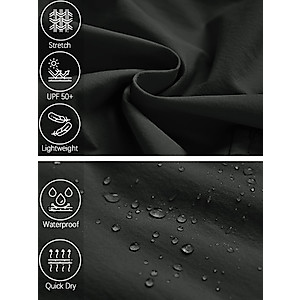 Mens Hiking Convertible Pants Waterproof Lightweight Quick Dry Zip Off Fishing Travel Safari Outdoor Cargo Work Trekking trousers Black 36