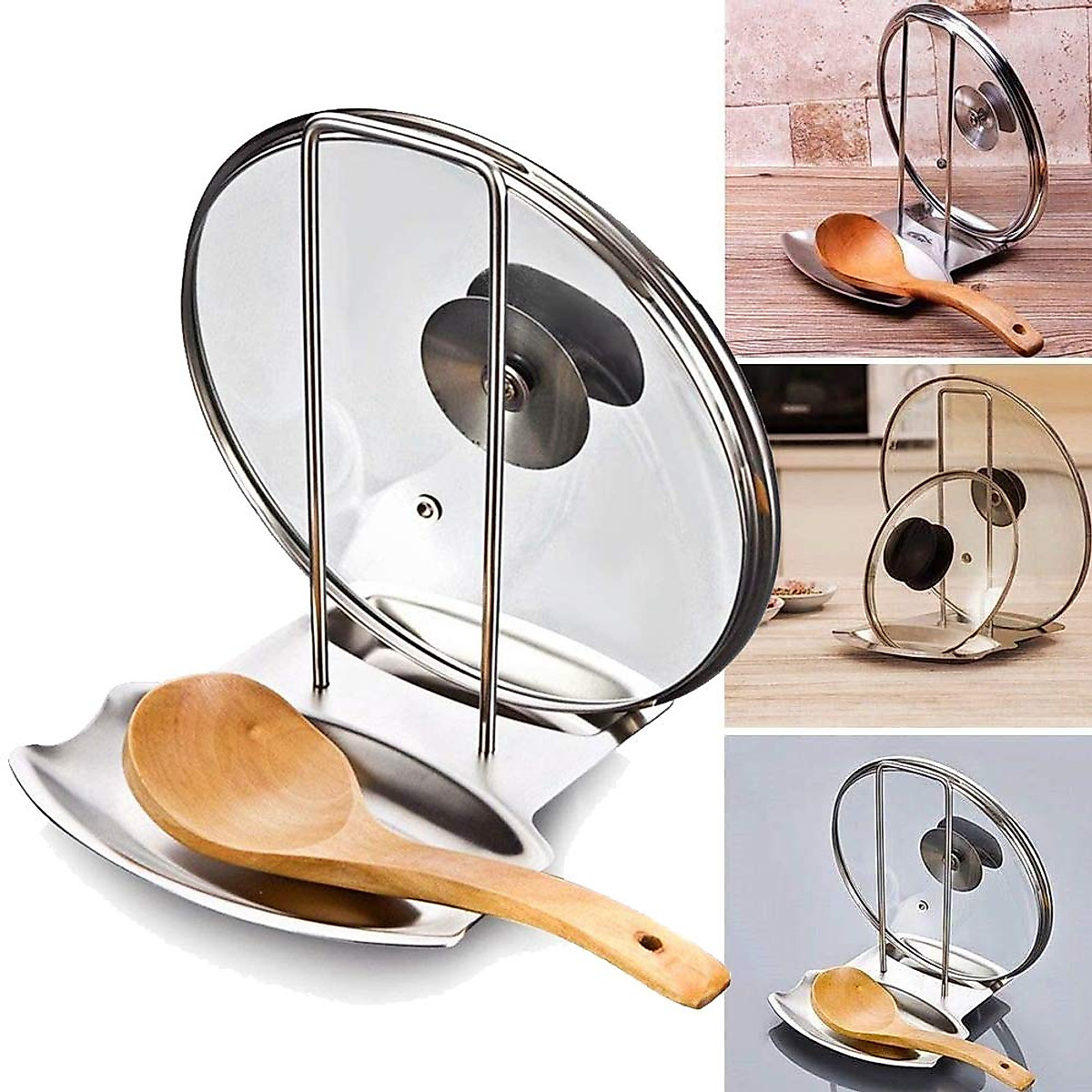 TraderPlus Stainless Steel Utensils Lid and Spoon Rest Holders