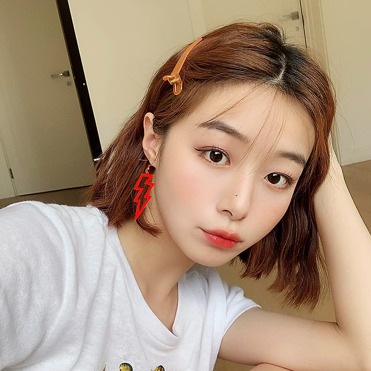 Retro Halloween Lightning Bolt Earrings 80s Neon Earrings Accessories for Women Acrylic Funky Earrings for 80's Party Favor