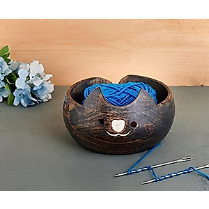 Eximious India Gifts for Women Wooden Yarn Bowl Knitting Bowl Large Crochet Yarn Holder YB2203 Handmade Crocheting Accessories and Supplies Organizer 7 x 3