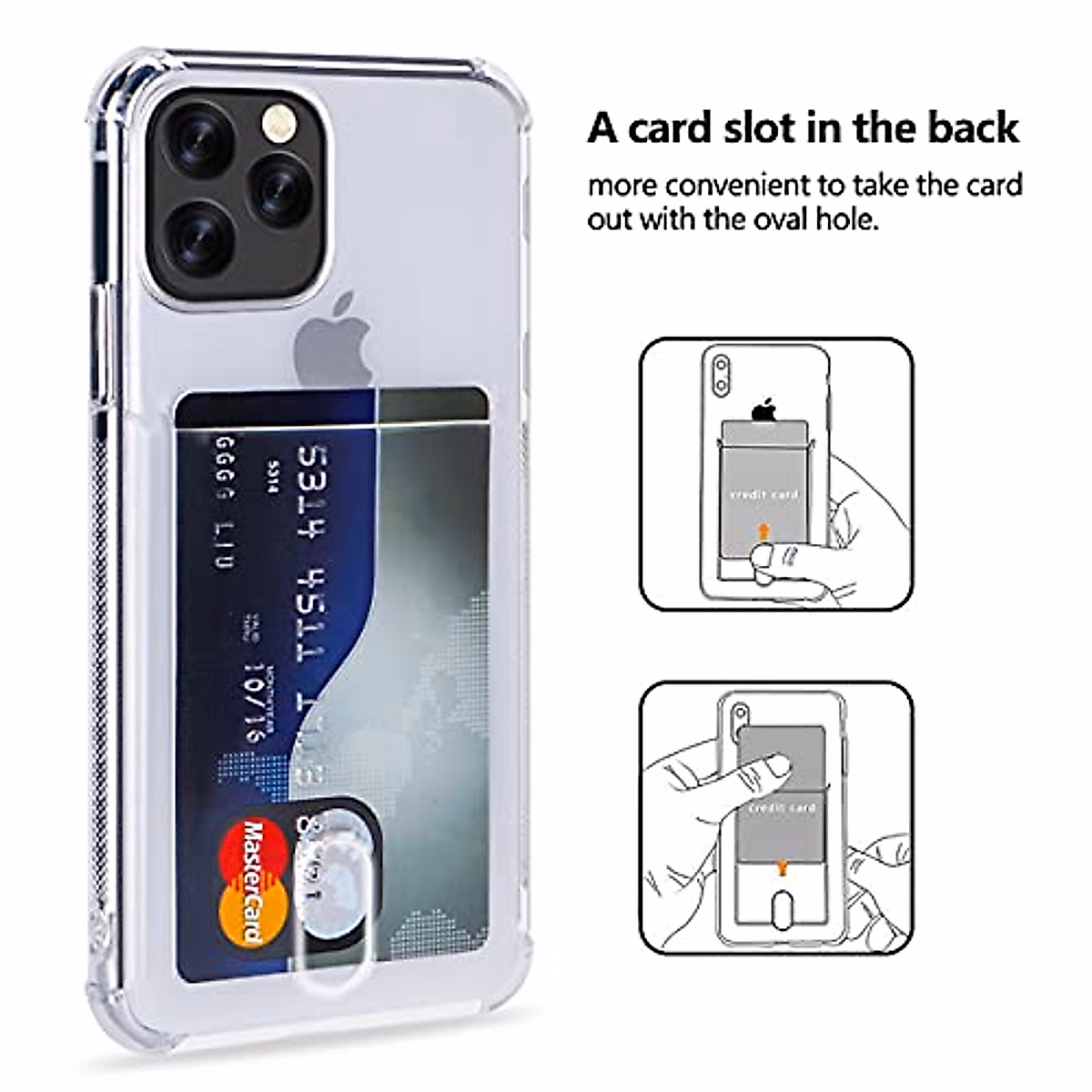 SZINTU iPhone 12 Mini Clear Case - Card Holder Slot, Slim Fit, Wireless Charging Compatible, TPU Shockproof Wallet Bumper