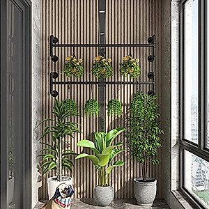 IBUYKE Industrial Pipe Clothes Rack, 50'' Wall Mounted Closet Bar, Heavy Duty Closet Clothes Rod, Multi-Purpose Hanging Rod for Closet Storage (4 Bases) TYJ002H