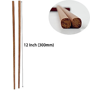 UEJYWUY 20 Pairs 12 Inch Long Wooden Chopstick, Chinese Style Cooking Hotpot Chopsticks Natural Wooden Frying Chopstick for Noodles, Hot Pot, Frying, Cooking