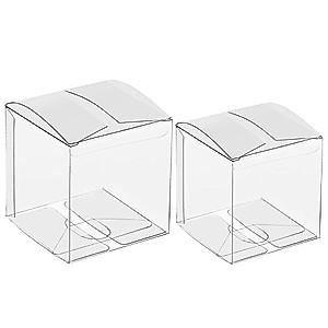 25/50/100 Packs Clear Gift Boxes, Clear PVC Plastic Boxes Transparent Packing Box Favor Square Boxes for Thanksgiving, Christmas, Wedding, Party, Birthday, Candy, Coffee & Tea, Jewelry