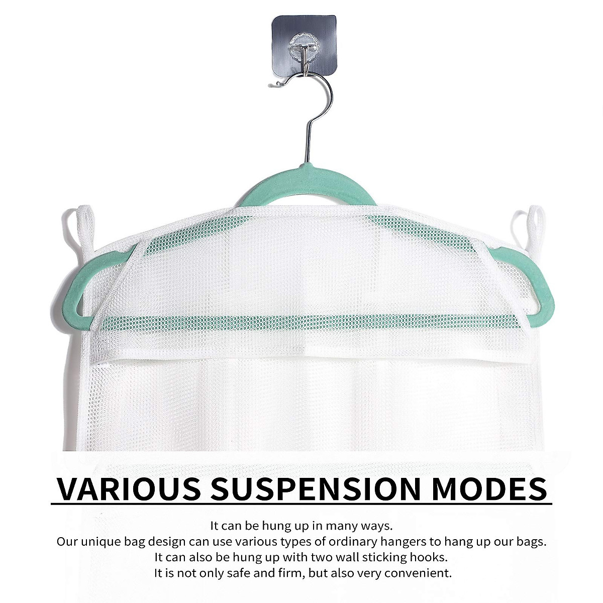 Mesh Bath Toy Organizer, 4 Ultra Strong Hooks, Bathtub Storage Bag, Multi-purpose Baby Toys Net, Toddler Shower Caddy for Bathroom, Kids Toy Holder with 5 Soap Pockets (16" x 23", White, M)