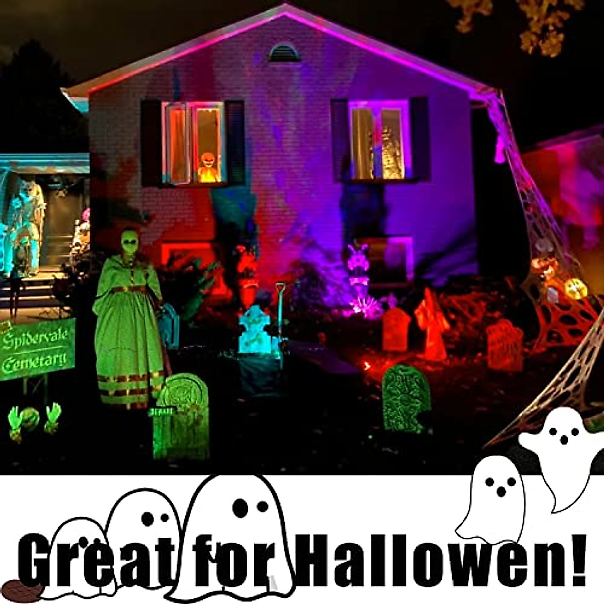 APONUO Solar Spot Lights Outdoor Color Changing, 2 Colors Modes Solar Landscape Lighting RGB Spotlights Waterproof 6-in-1 Wall Lamp for Patio, Pathway, Yard, Garden, Holiday Decoration (Multi-Color)