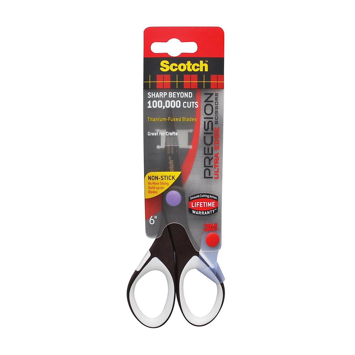 Scotch 6" Precision Ultra Edge Titanium Non-Stick Scissors, Ideal for Fabric, Crafts, Cardstock and Photos (1466TUNS-MIX)