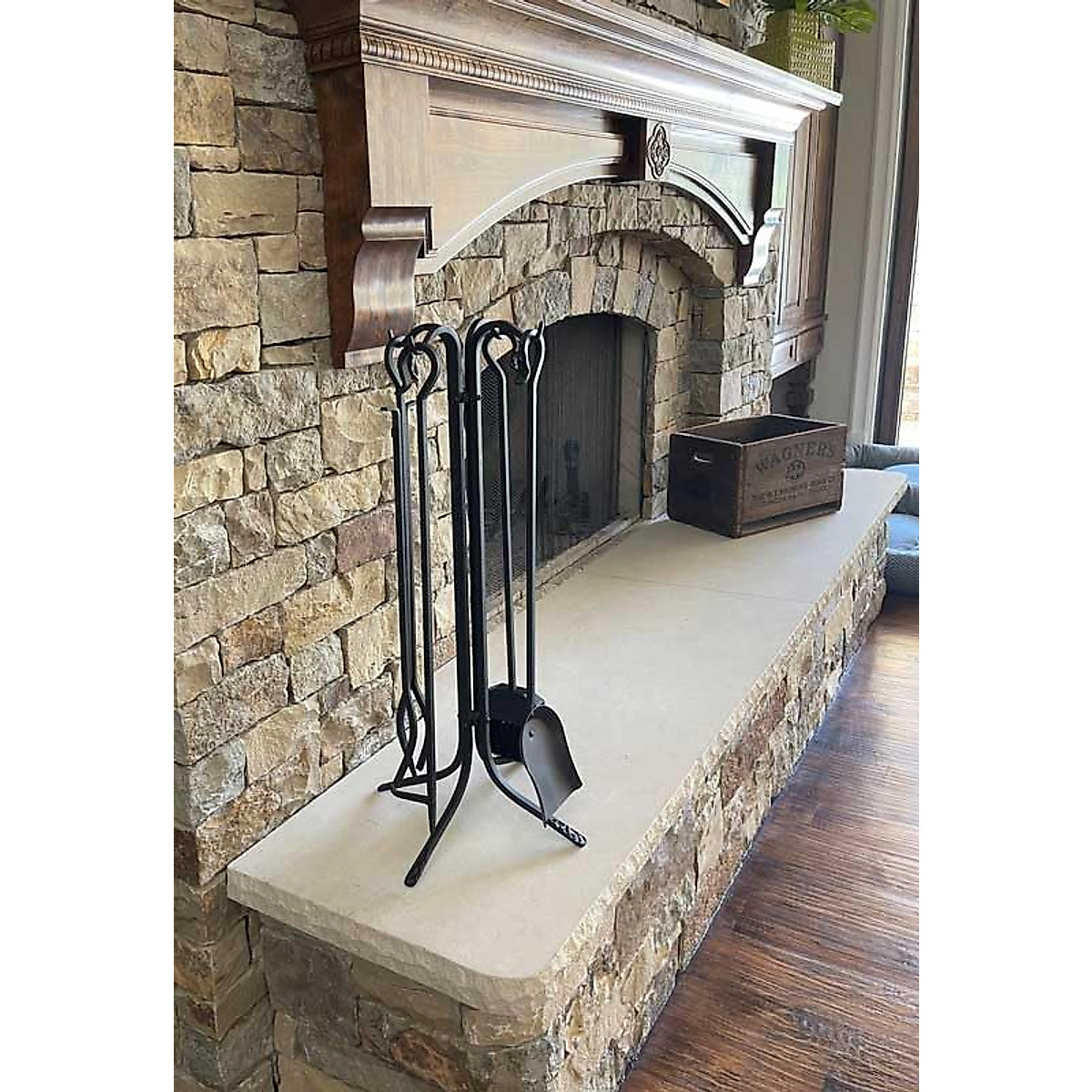 Pilgrim 18002 5 Piece Forged Hearth Tool Set - 33" Tall Black