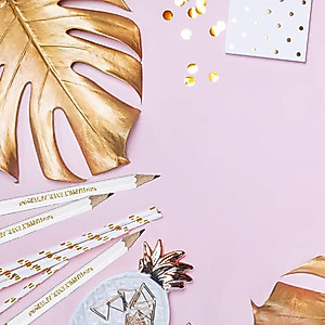 50pcs White Pencils for Bridal Shower with Silk Rose Petal Confetti Wedding Party Favor Engagement Bachelorette Decoration