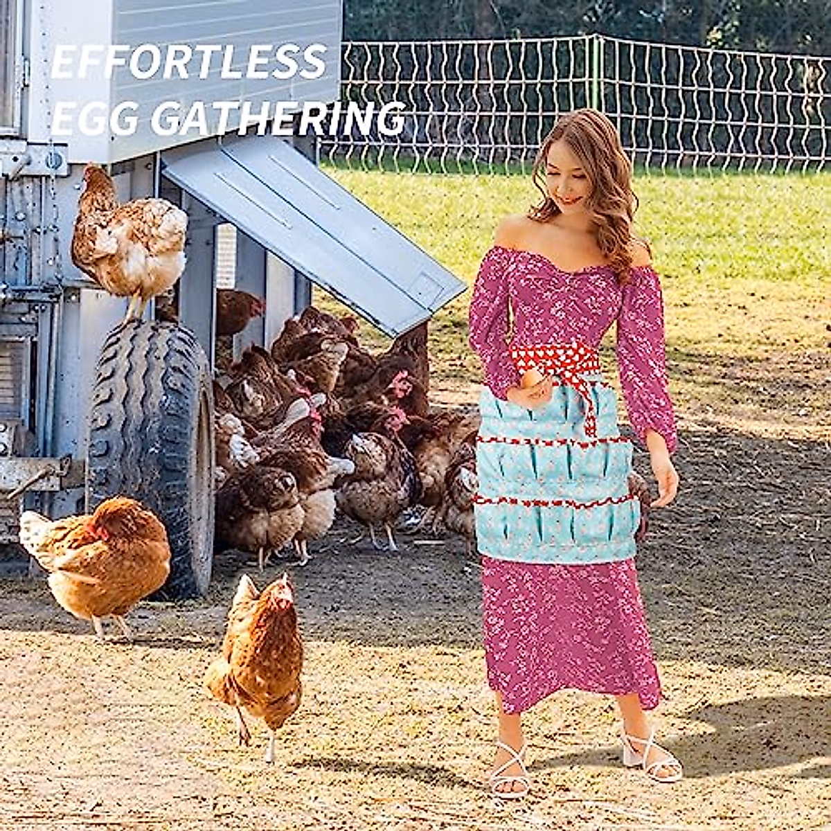 Harfesto Egg Apron for Fresh Eggs, 18 Deep Pockets Egg Collecting Apron for Women, Egg Gathering Apron for Chicken Duck Goose Quail Eggs, Adult
