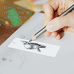 Bercoor 240 PCS White Blank Paper Bookmarks Decorate with 240 Pcs Tassels, Thick Cardstock Bookmark for DIY Craft Projects and Gifts Tags