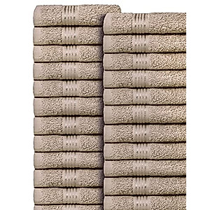 Belizzi Home Ultra Soft Cotton Washcloths, Contains 24 Piece Face Cloths 12x12 inch, Ideal for Everyday use Face Towels, Compact & Lightweight Multi Purpose Washcloths - Tan