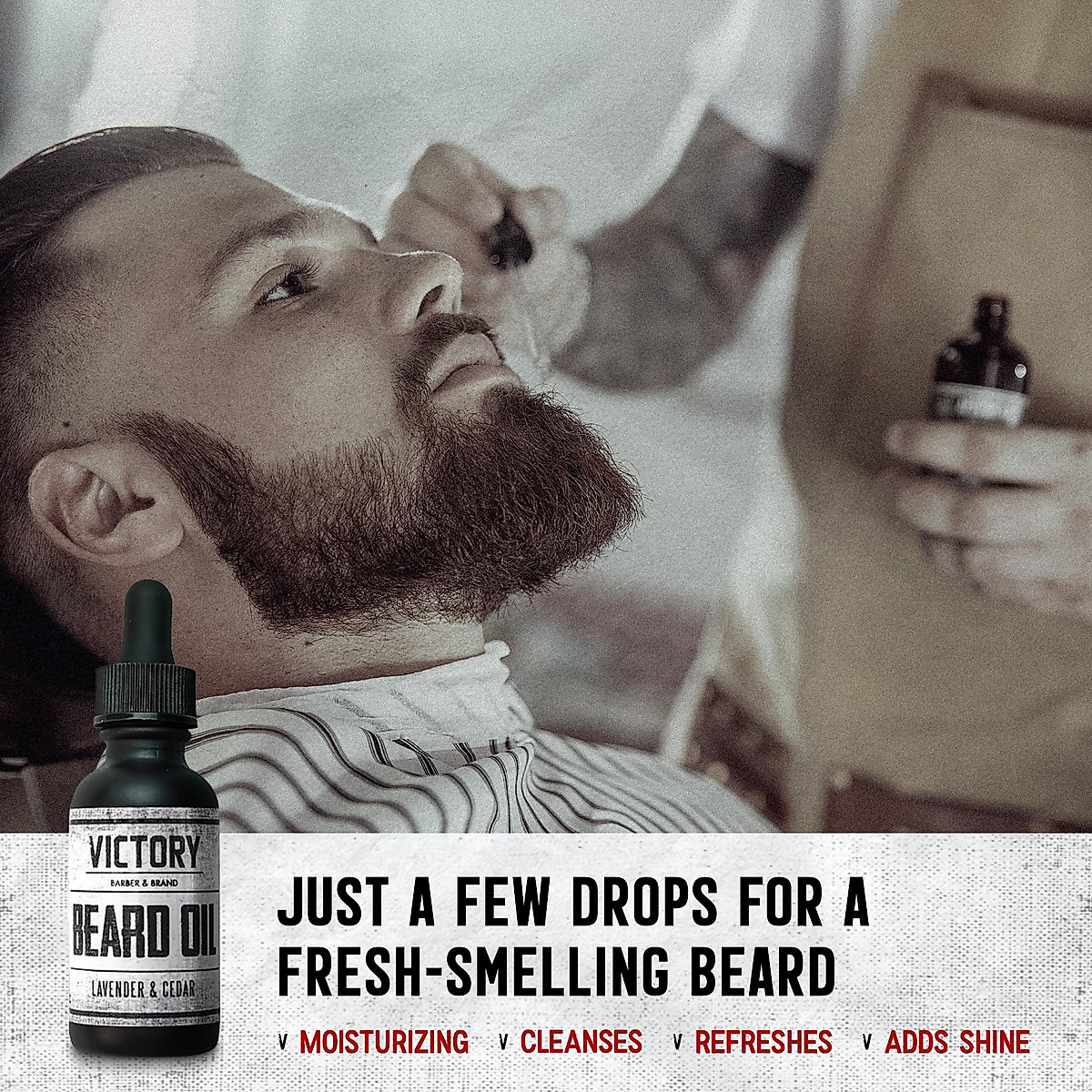 Victory Barber & Brand Beard Oil | End Beardruff with Moisturizing Conditioner for Men | Get Beard Envy | Lightly Scented with Cedar and Lavender | Made in the USA