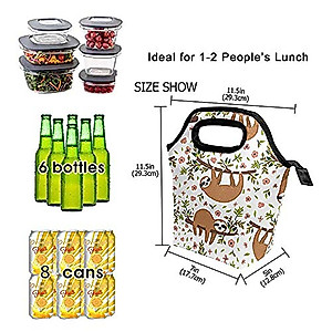 Kcldeci Sloth Lunch Bag Insulated Lunch Box Cooler Tote Handbag Food Container Gourmet Tote Warm Pouch For School Work Office