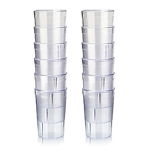 New Star Foodservice 46649 Tumbler Beverage Cup, Stackable Cups, Break-Resistant Commercial SAN Plastic, 8 oz, Clear, Set of 12