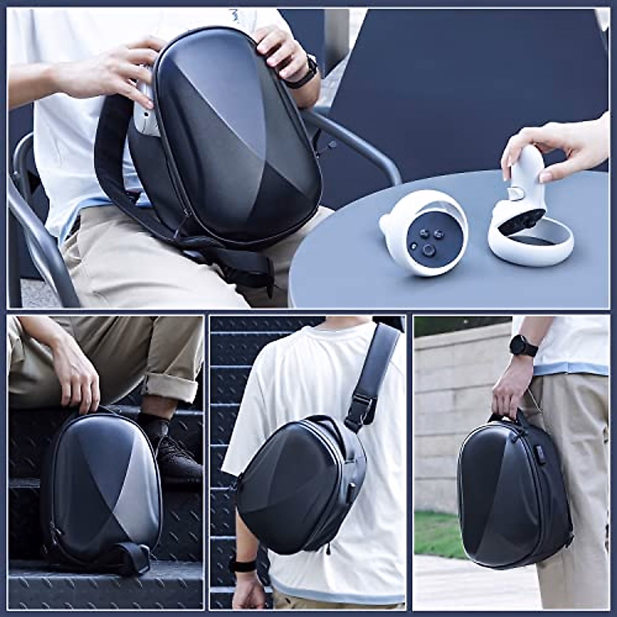 ZYBER Hard Carrying Case for Meta Quest 2, Black Backpack Travel Case for Oculus Quest 2 Accessories, Pico 4, Quest Pro