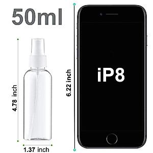 3 Pack 50ml Fine Mist Mini Spray Bottles Plastic, Pump Spray Cap Refillable Reusable Empty Atomizer Spray Bottles Travel,Suitable for Liquid (professional 1.69oz)