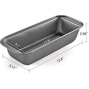 Mikim Long Loaf Pans for Baking Bread, Carbon Steel Rectangular Cake Pan Baking Bread Loaf Pan 13'' x 5'', Set of 2 Gray (13'' x 5'')