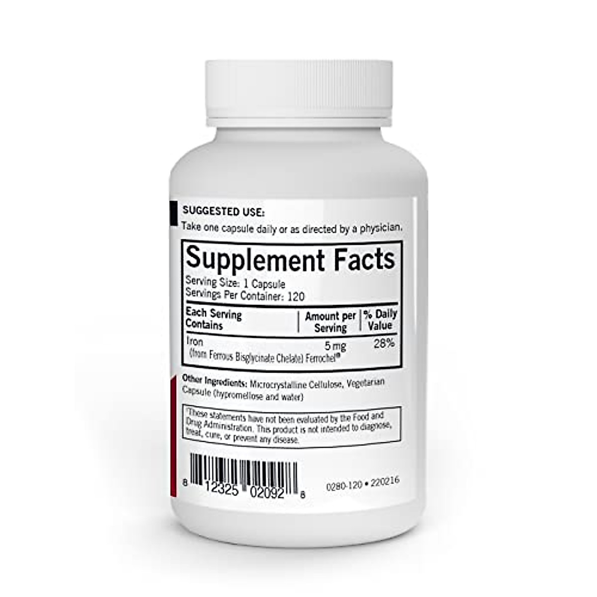 Kirkman - Iron Ferrochel 5mg - 120 capsules - Aids Hemoglobin & Myoglobin Production - Supports Red Blood Cells Formation - Hypoallergenic