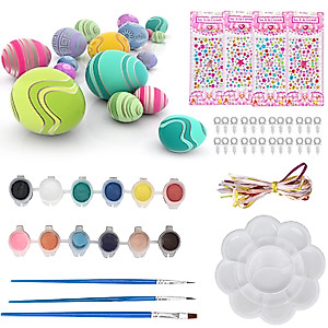 Luclay White Easter Eggs Painting Kit - 50 Pcs Paintable White Blank Easter Eggs Ornaments Bulk Decoration for Craft Hanging Plastic Eggs with Rope for Easter Egg Hunts, Basket Stuffers Fillers