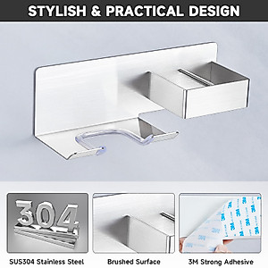 Hair Dryer Holder Wall Mounted, Blow Dryer Holder Stainless Steel, Hair Straightener Holder, Adhesive Hairdryer Holder, Curling Iron Holder Hair Tool Organizer for Bathroom Barber Shops