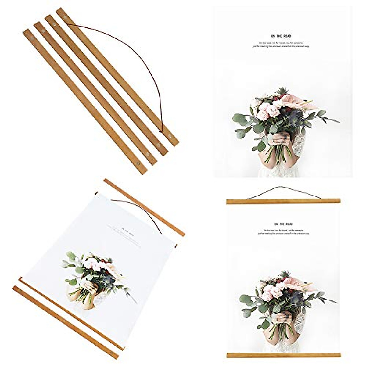 Miaowater 2 Pack Poster Frame,12x15 12x16 12x17 12x18 12x20 Magnetic Light Wood Wooden Frames Hanger for Photo Picture Art Canvas Print Artwork Wall Hanging Teak Wood 12''