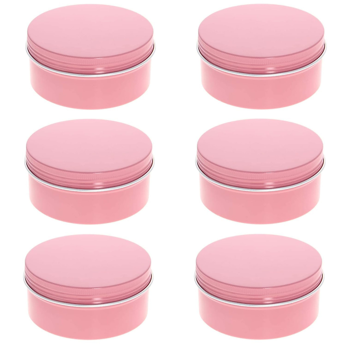 Utoolmart 5 oz Aluminum Cans, 150ml Round Aluminum Cans, Screw Lid Metal Storage Tins Containers, for Lip Balm, Crafts, Cosmetic, Candles, Candies, Pink, 6 Pcs