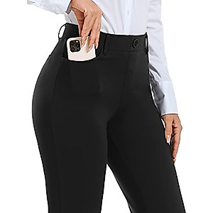 Stelle Women's Bootcut Dress Pants Business Casual 31" Stretchy Work Pants with Pockets Pull On Regular Slacks for Office (Black, Large)
