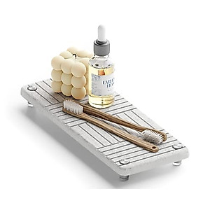 DISCHOOL Instant dry sink organizer, lifestyle bathroom countertop sink tray for soap bottles. Fast drying stone bathroom sink tray/bathroom sink caddy