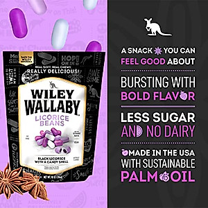 Wiley Wallaby 7.05 Ounce Classic Black Gourmet Australian Style Soft & Chewy Licorice Candy Bean, 1 Pack