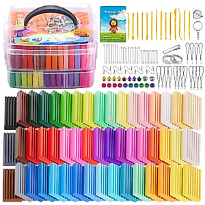 CiaraQ Polymer Clay Starter kit, Oven Bake Modeling Clay with Sculpting Tools, 50 Colors, 2.8 lb