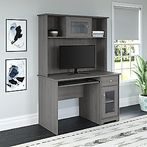 Bush Furniture Cabot Small Computer Desk with Hutch and Keyboard Tray, 48W, Modern Gray