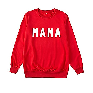 Autumn Winter Family Matching Outfits Mom and Daughter Long Sleeve Sweater Pullover Top (Red,Kid 12-18 Months)
