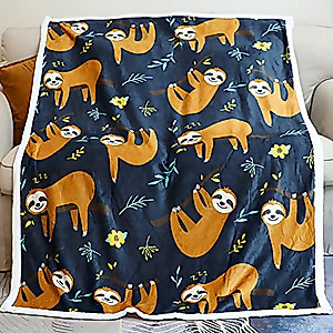 Zevrez Sloth Blanket Cute Sloth Gifts for Adults Kids Sloths Lovers Gifts Soft Lightweight Flannel Fleece Throw Blanket with Sloths (Sloth 3, 48"x60")