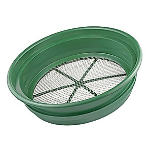 SE 13 1/4 Inch Stackable Classifier Gold Prospecting Pan - 1/4 Inch Stainless Steel Mesh Sifting Pan, Green