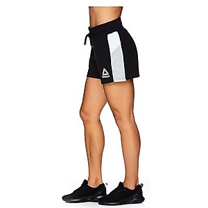Reebok Women's 3.5" Inseam Running, Relaxing, Journey Color Block French Terry Shorts with Pockets, (Black, XX-Large)